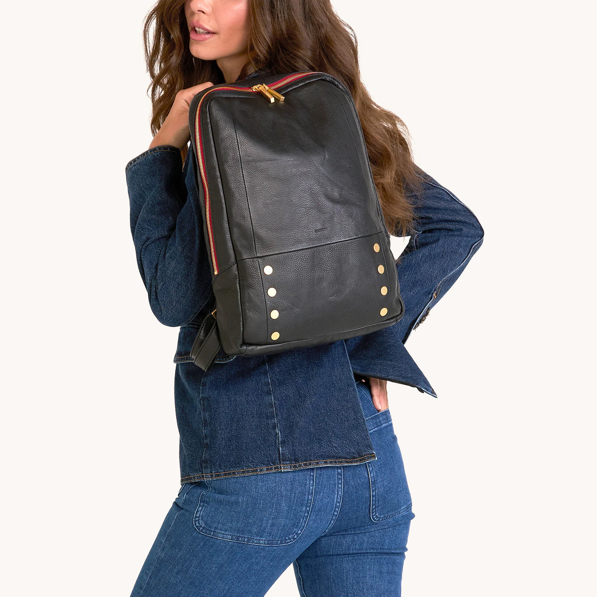 Hunter Backpack Large Black Gold Red Zip – Blush Boutique AK